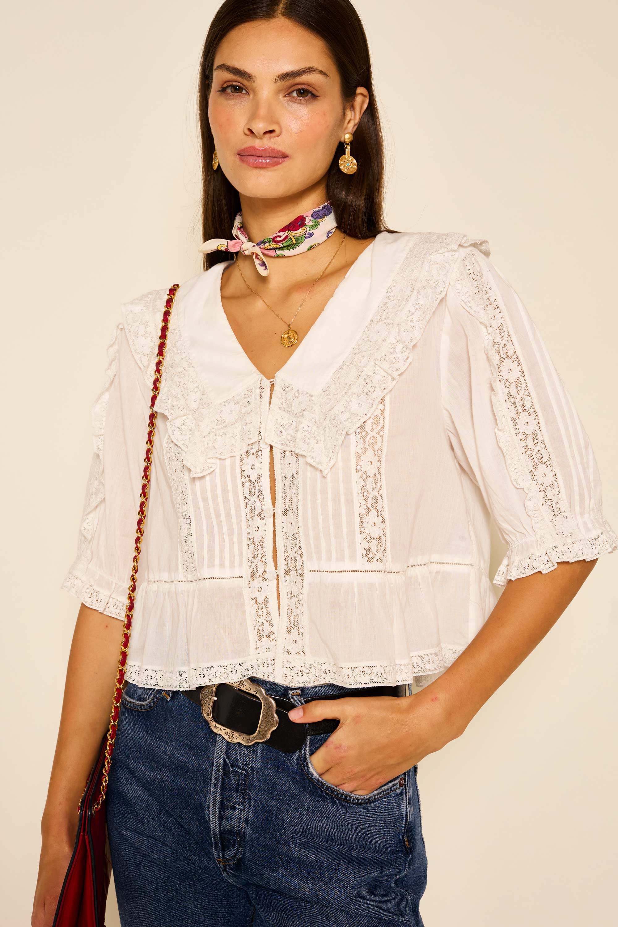Ellery Cotton Blouse in White