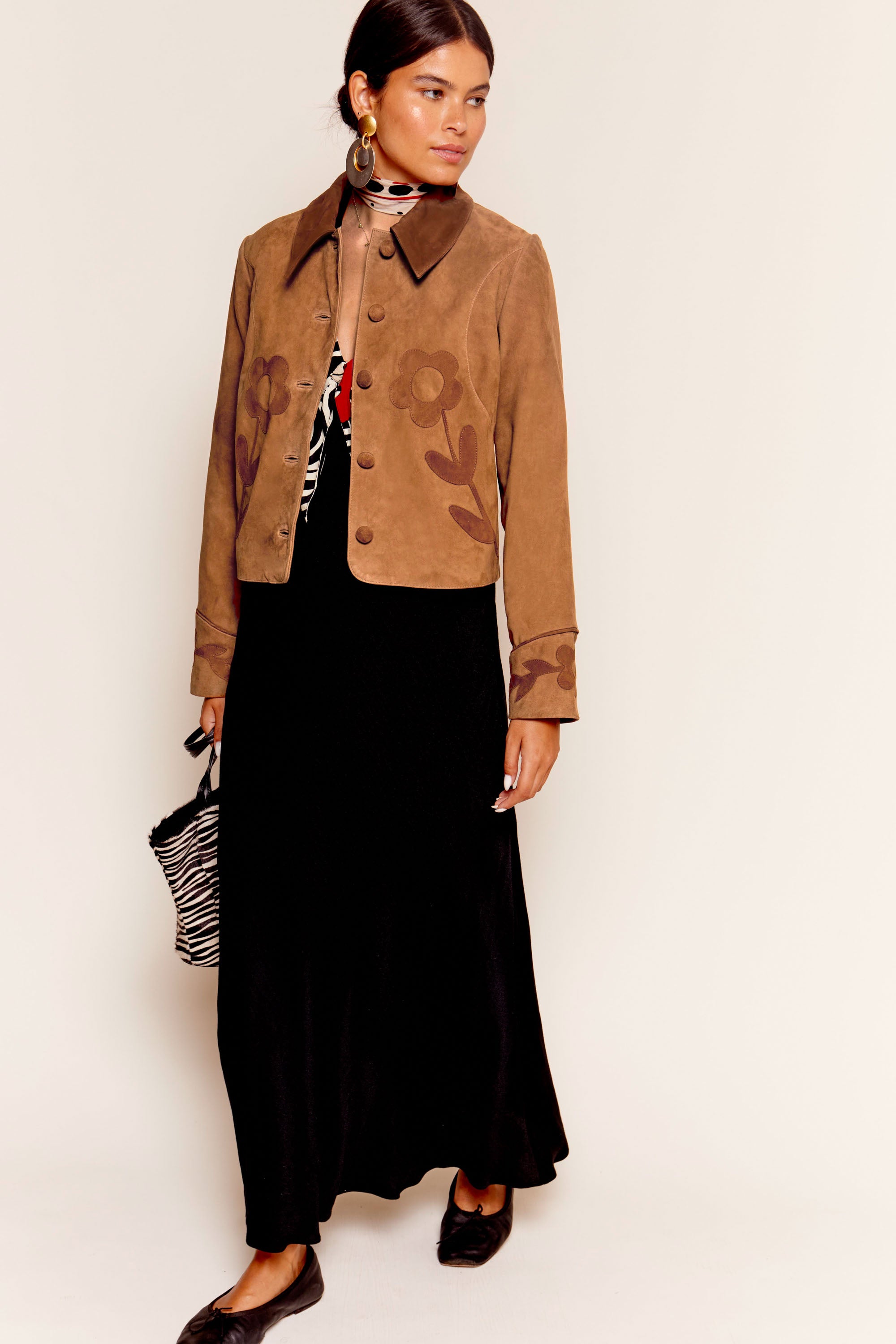 Anais Midi Dress in Swirl Daisy Black