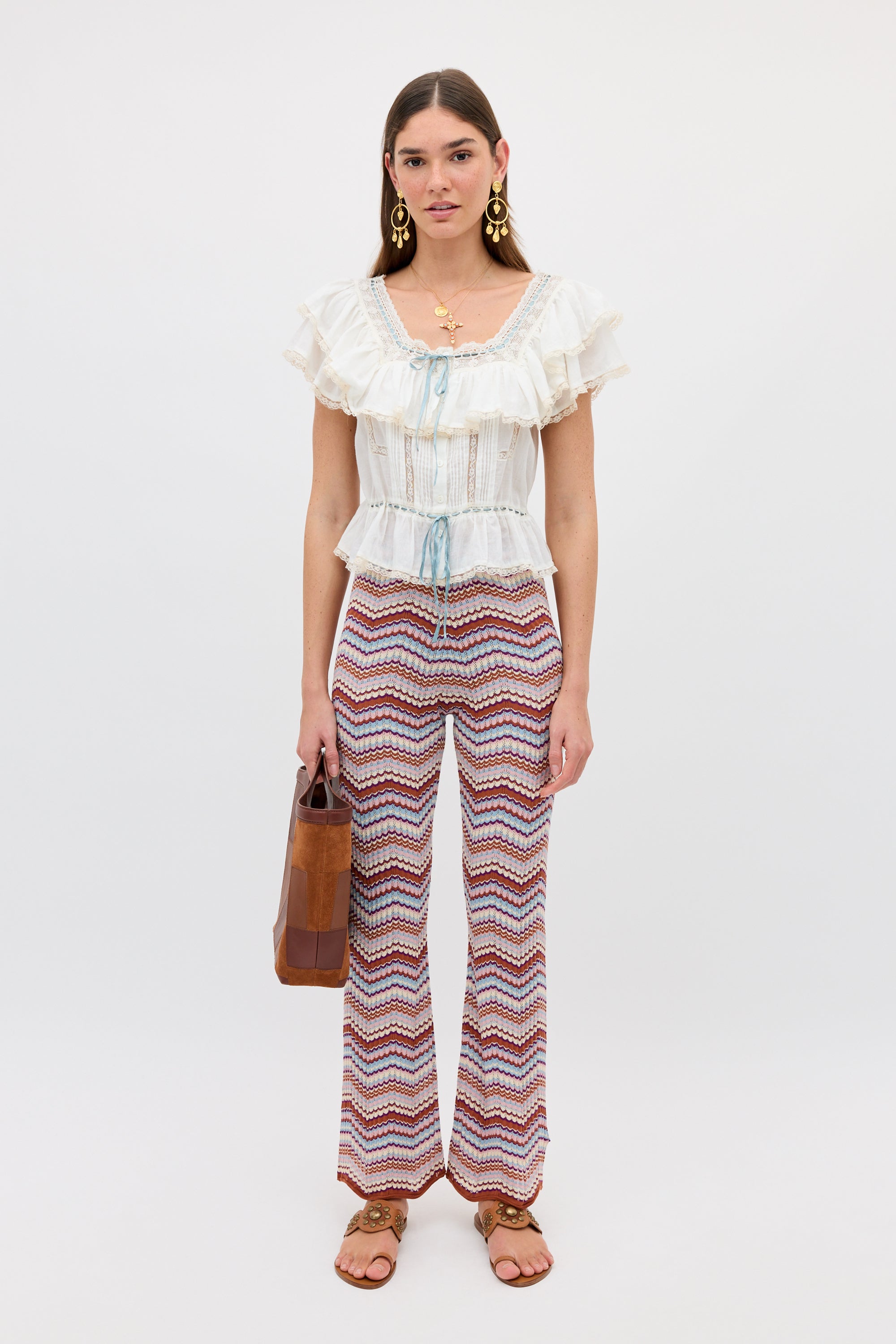 Boni Cotton Knit Trousers in Maria Chevron Multi | RIXO Worldwide ⋆