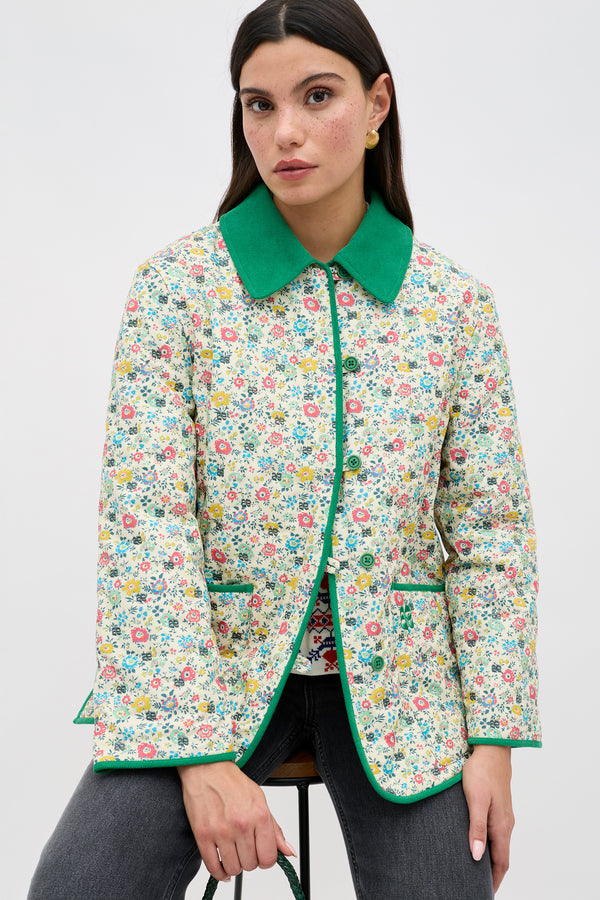 Earla Coat in Green Amalfi Floral Cream | RIXO USA ⋆