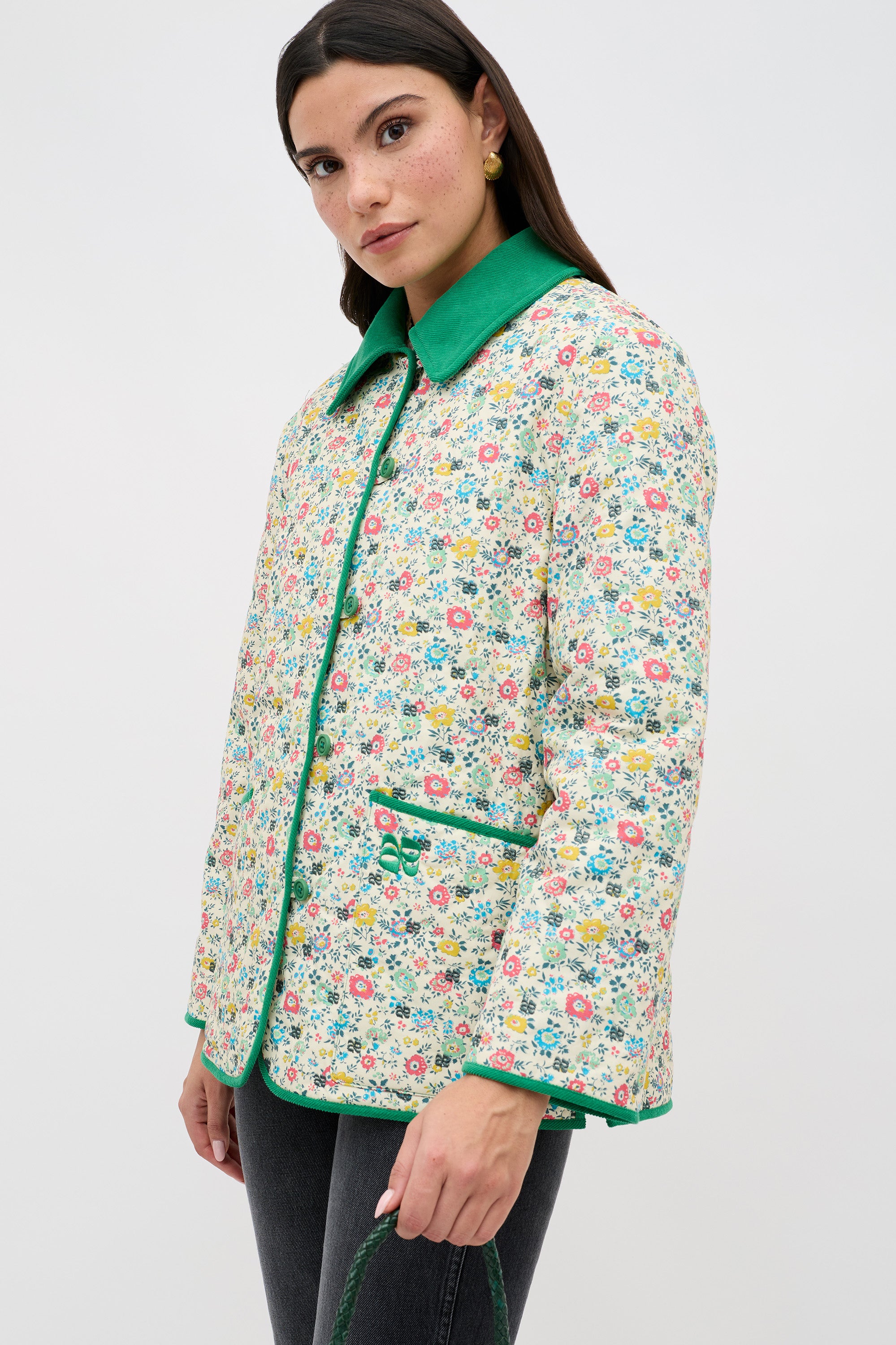 Earla Coat in Green Amalfi Floral Cream | RIXO USA ⋆