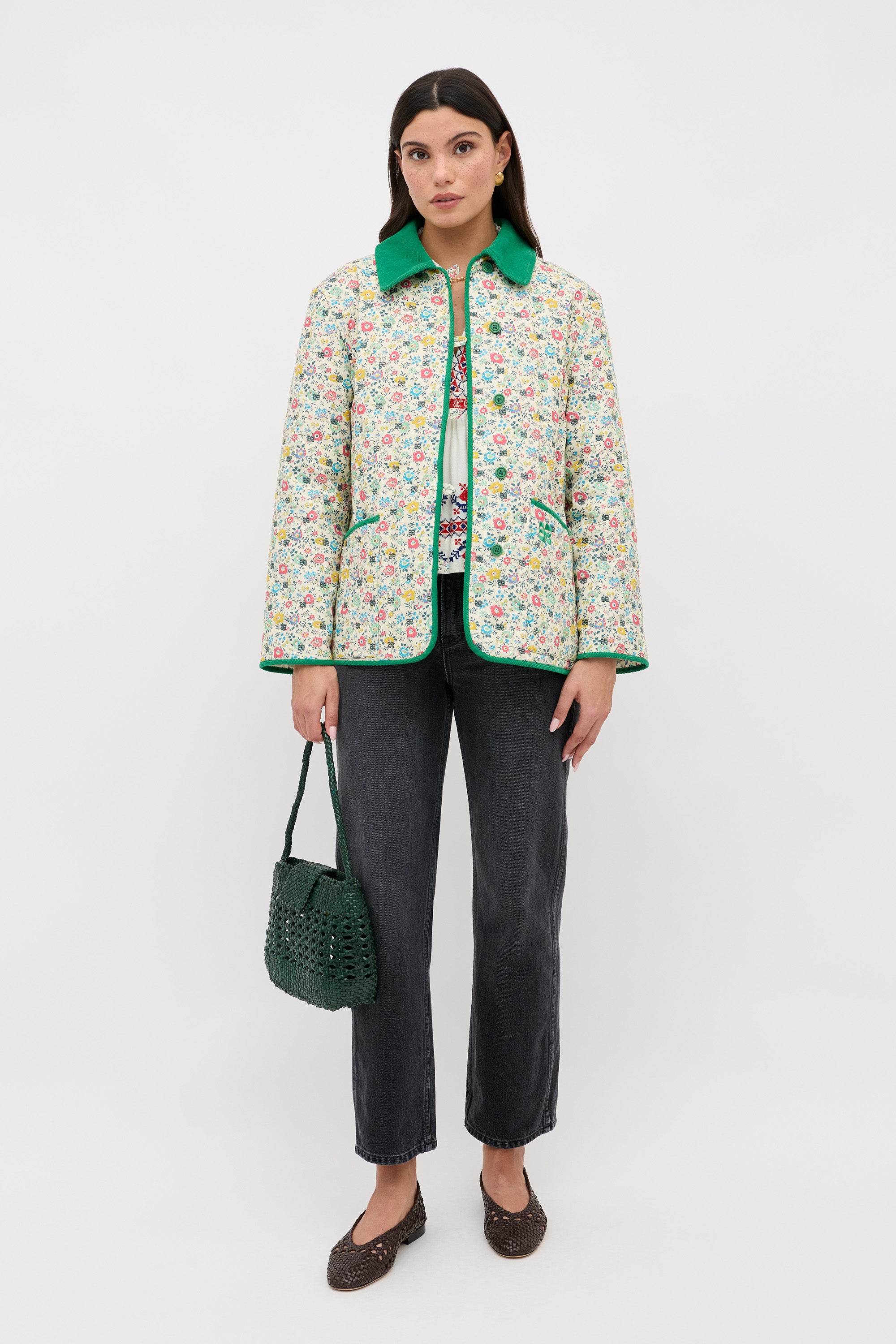Earla Coat in Green Amalfi Floral Cream | RIXO USA ⋆