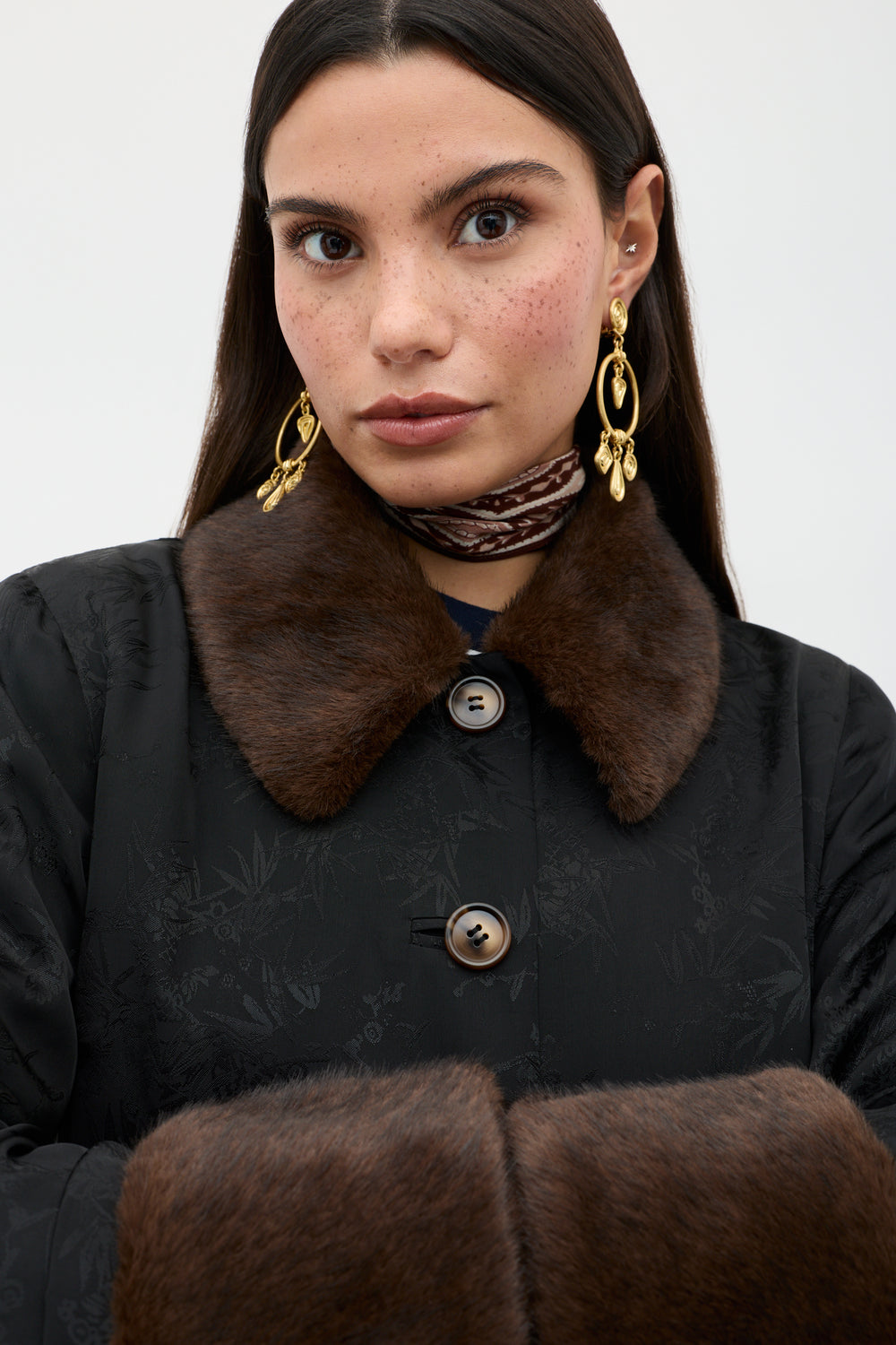 Jonah Jacquard Coat in Black