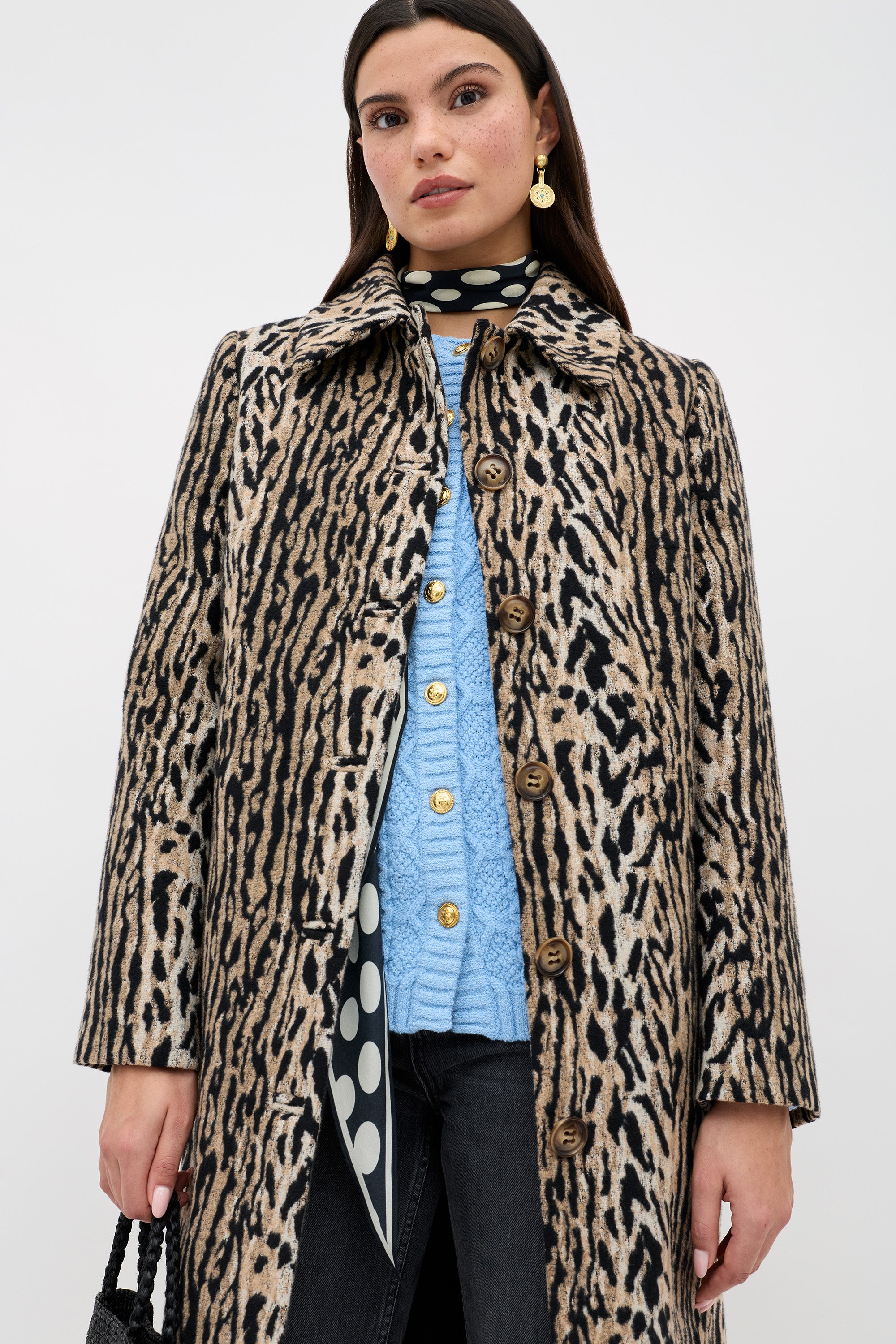 Maurya Wool-Blend Cardigan in Dusty Blue | RIXO ⋆