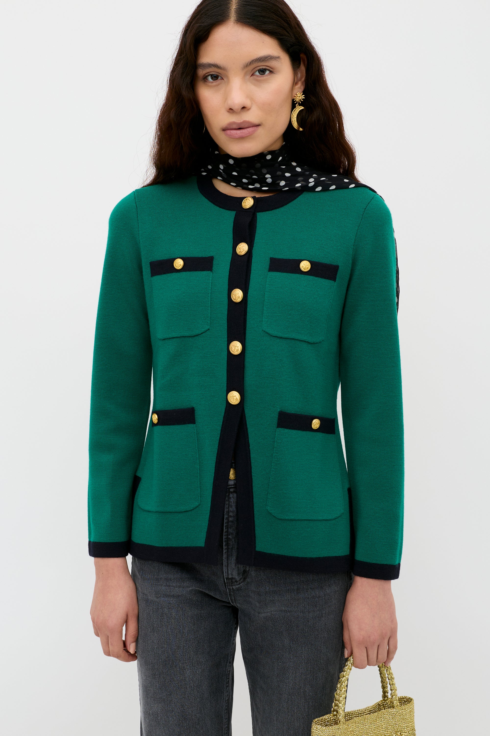 Raylene Merino Wool Cardigan in Green | RIXO ⋆