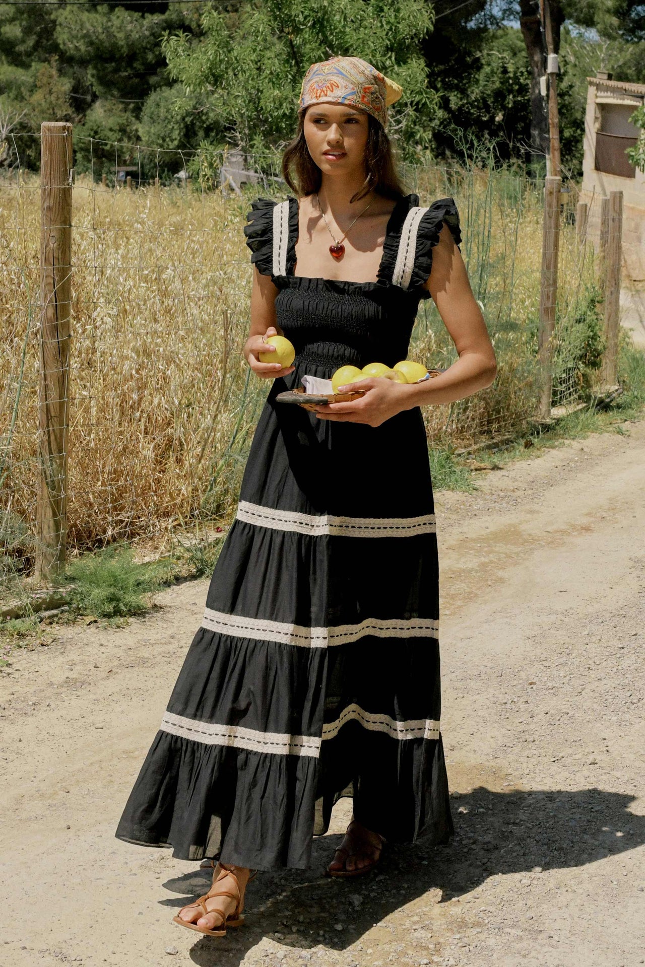 Aubrie Cotton Nightdress in Black