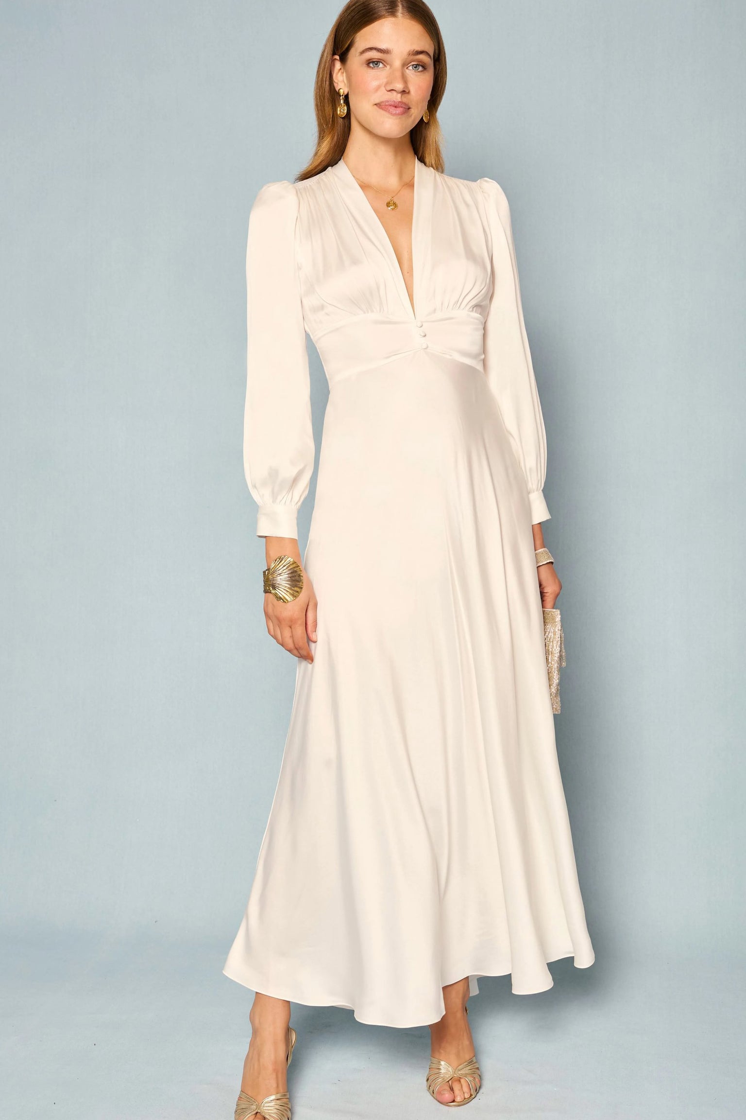 Emory Silk Gown in Ivory