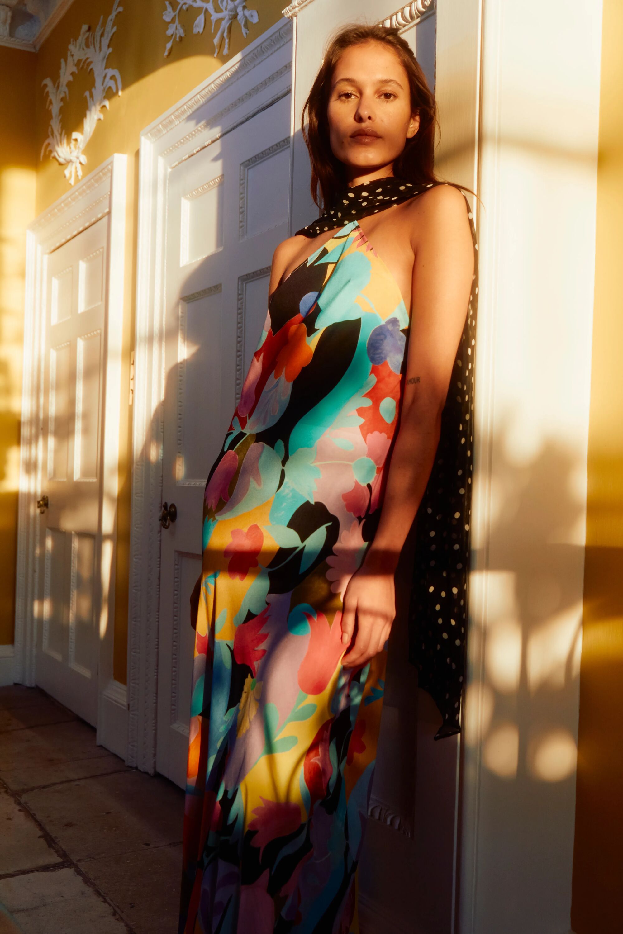 Hayley Silk Midi Dress in Tulip Spot Mix Multi