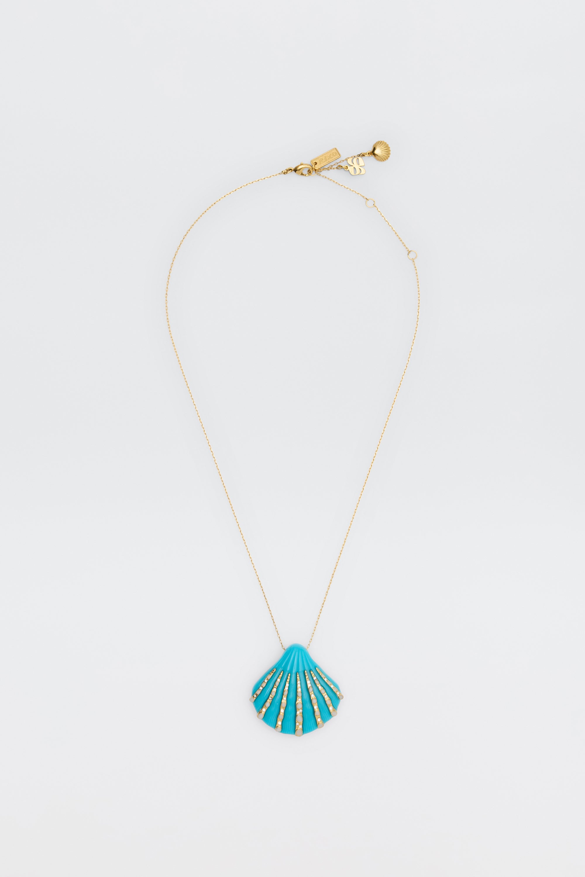 Leanira 18ct Gold Plated Necklace in Blue Turquoise | RIXO Worldwide ⋆