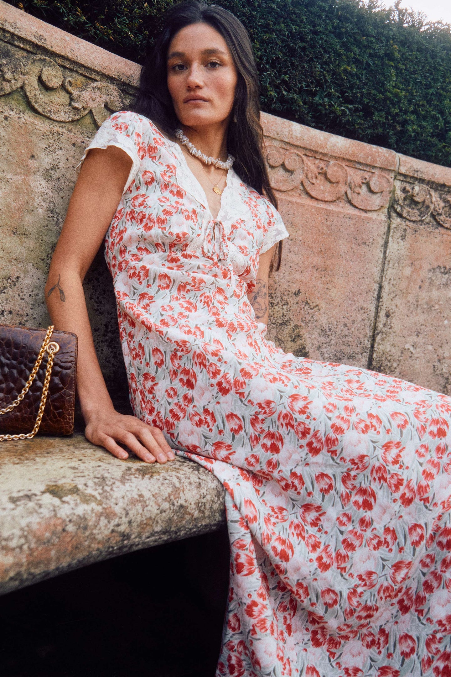 Amari Midi Dress in Tulip Fields Red