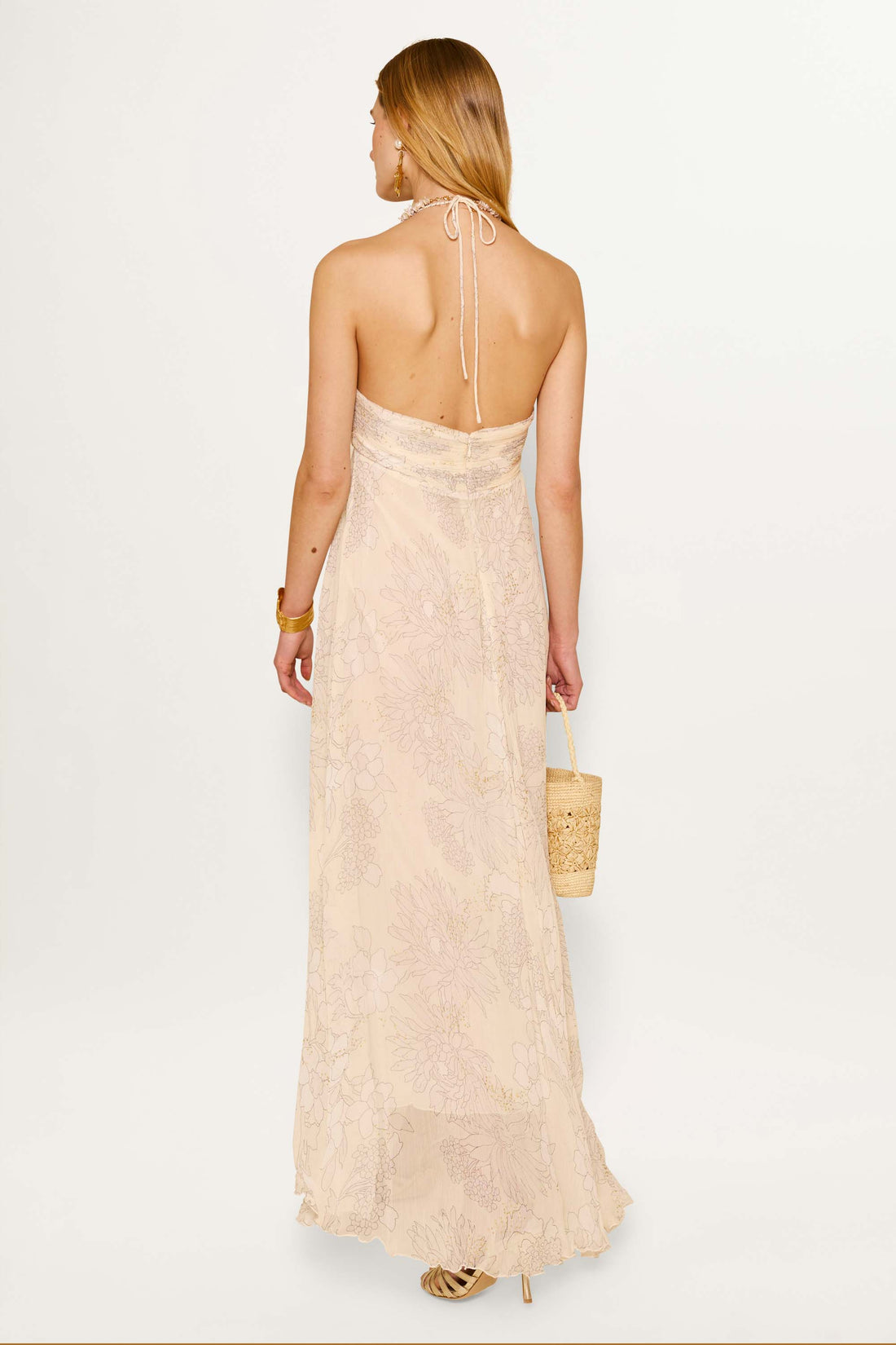 Samira Gown in Cream French Floral Glitter