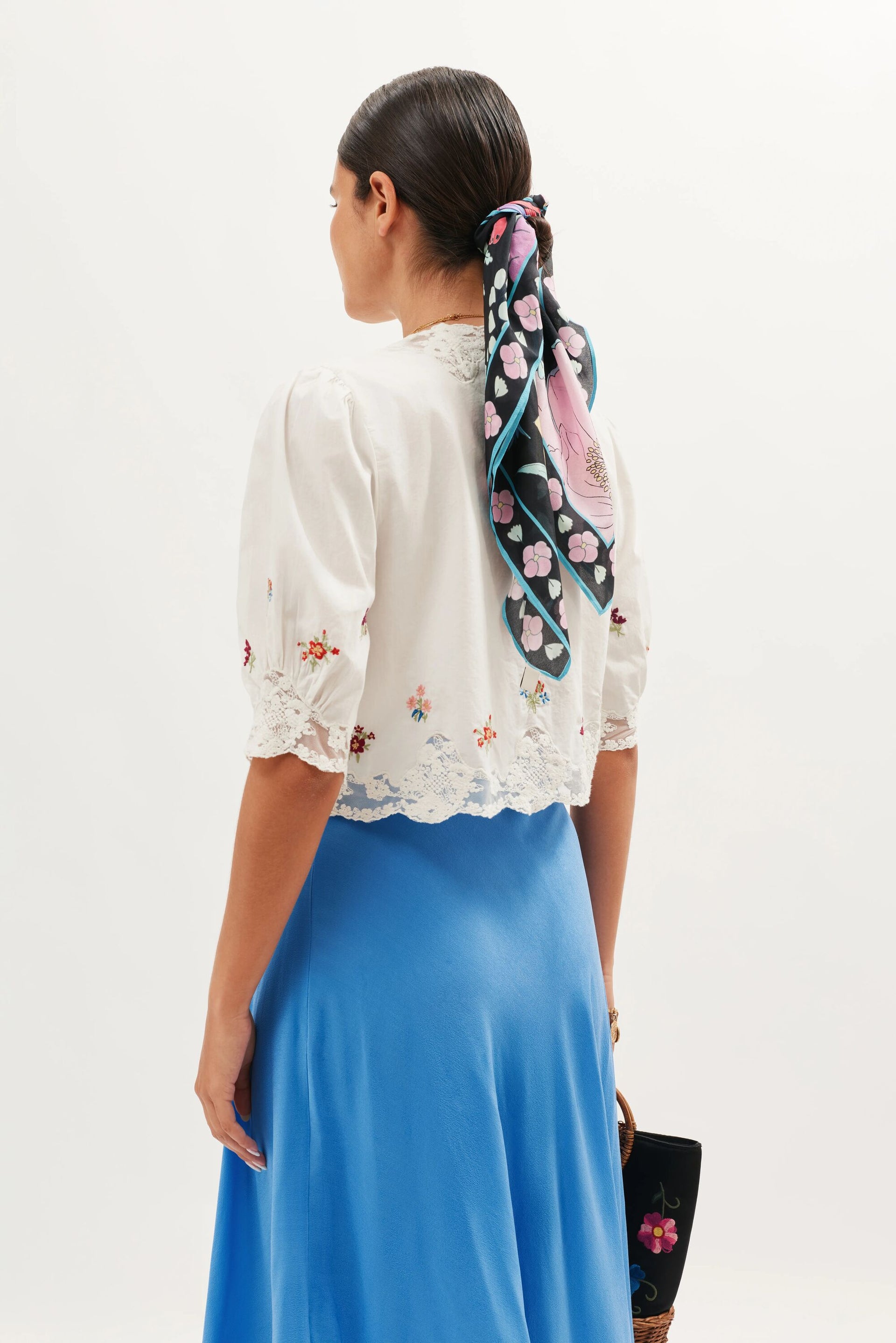 Ursula Embroidered Top in Bud Embroidery White | RIXO ⋆