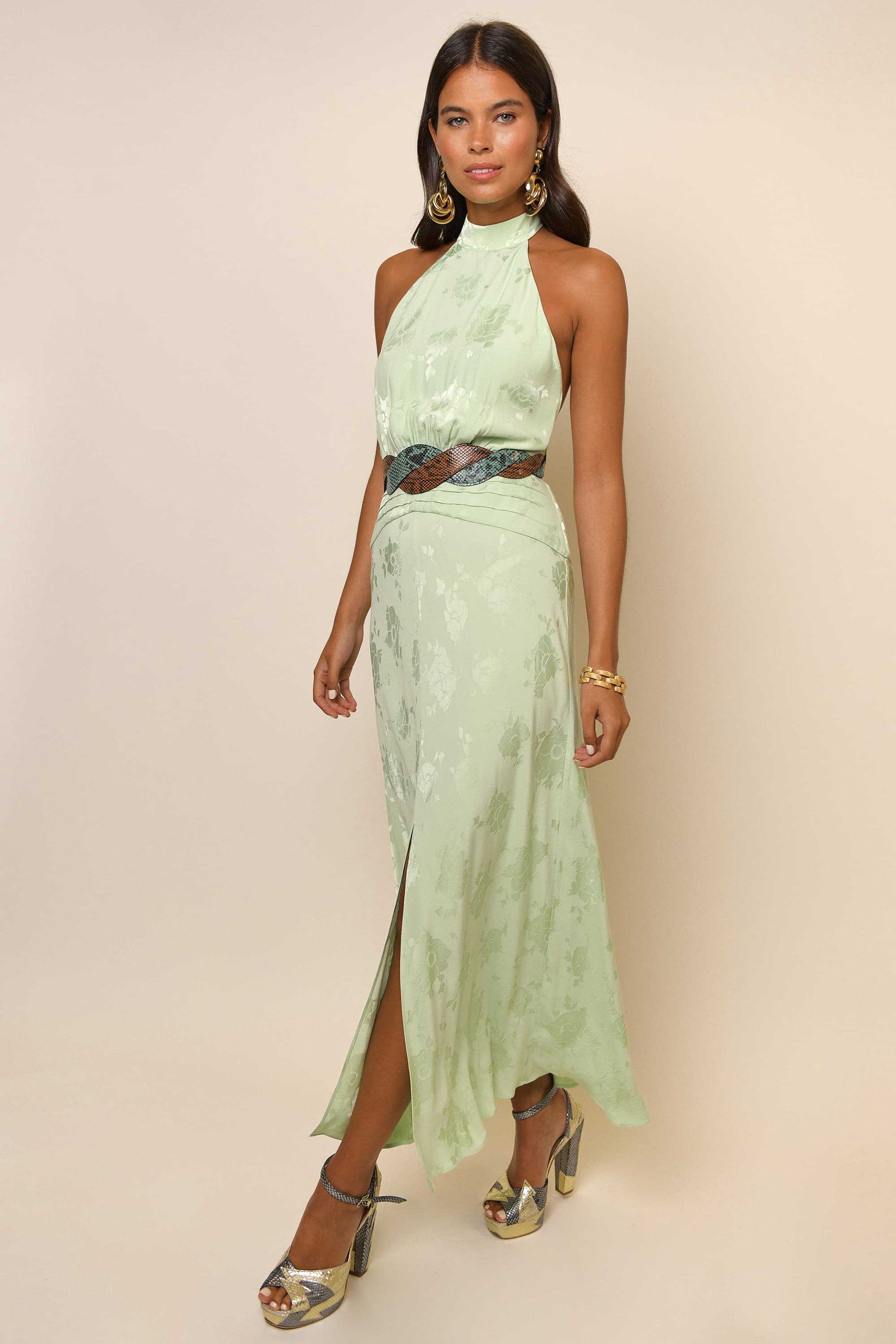 Kendra - Pistachio Poppy Jacquard – RIXO ⋆