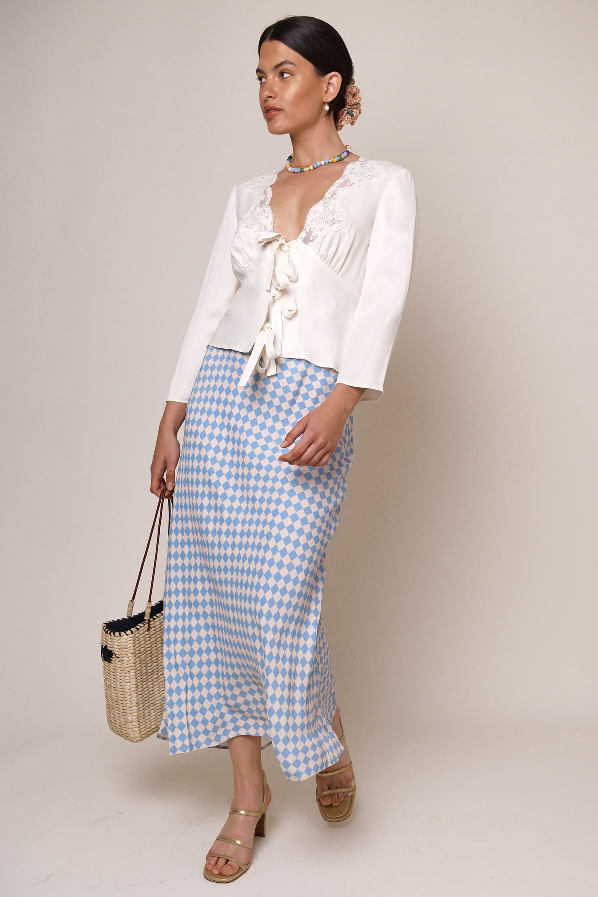 Rochelle Lace-Trim Blouse in Cream